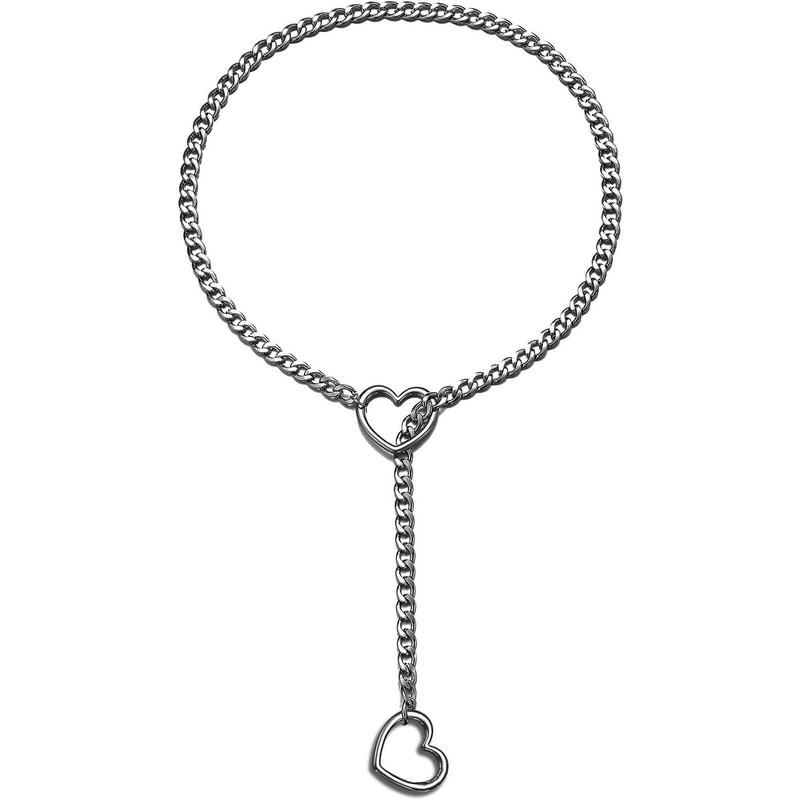 Heart Slip Chain Necklace for Women Heart O-ring Slip Chain Choker Pull ...