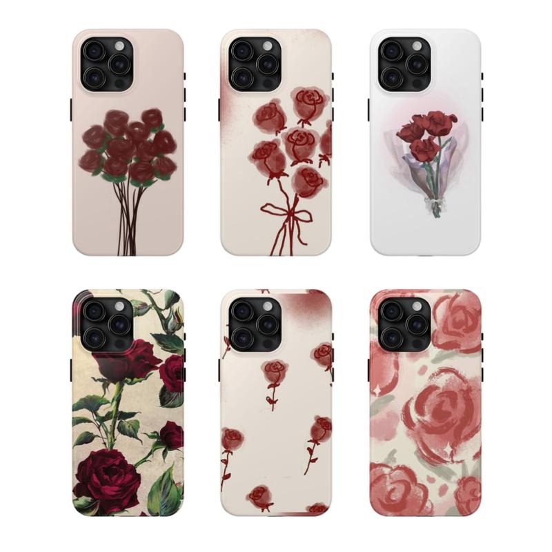 Rose Tough Cases for iPhone 17 16 15 14 12 11 X Series High Quality TPU ...