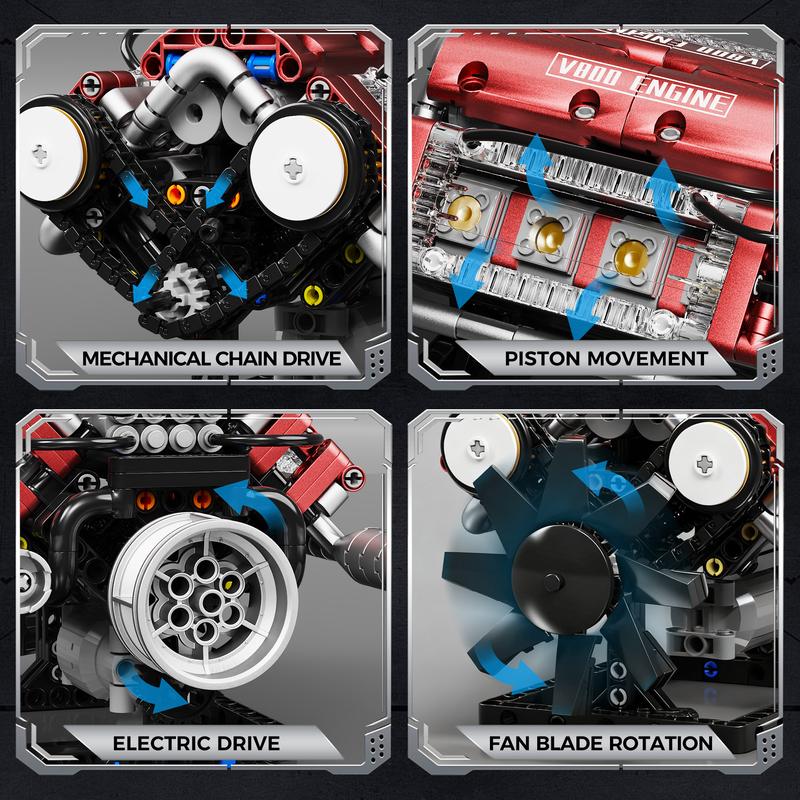 V8 Engine Model Kit DIY Mechanical Building Set with Moving Parts ...