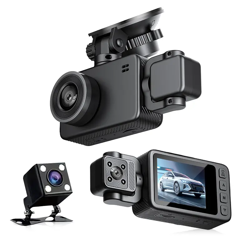 VAVUPO 3-Channel Dash Cam 1080P Ultra HD Front Rear Cabin Multi-Angle ...