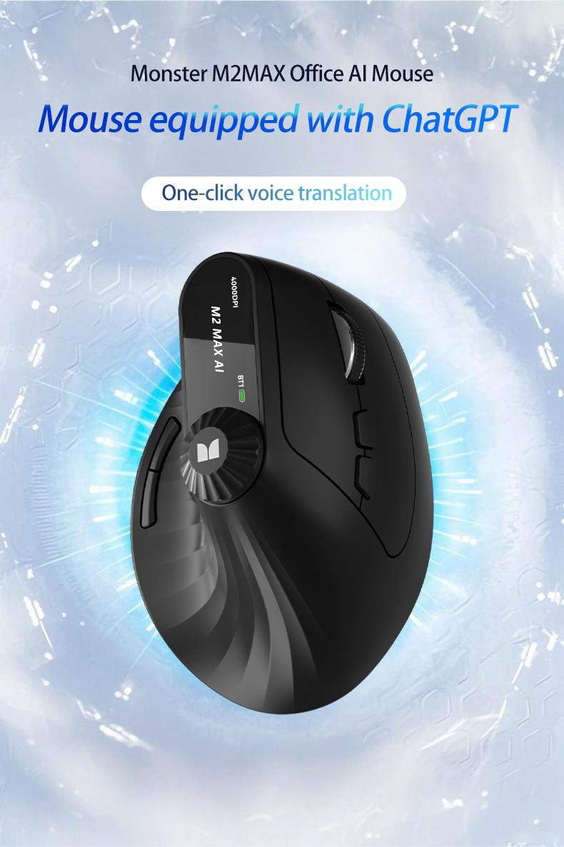 Monster AI M2 MAX Ergonomic Wireless Mouse Vertical Design 2.4G ...