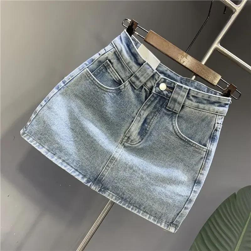 Fashion Simple Cut Denim Mini Skirt Women's 2025 Summer New Anti ...