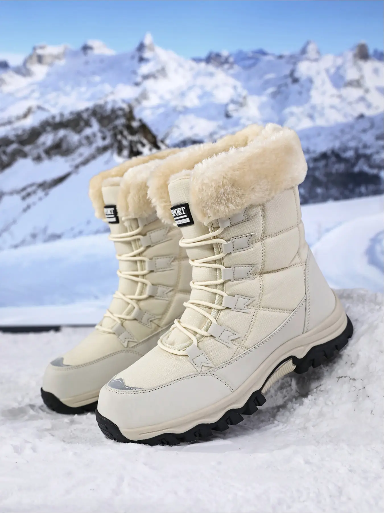 Women's Fleece-Lined Beige Snow Boots - Stylish & Cozy - TikTok Shop