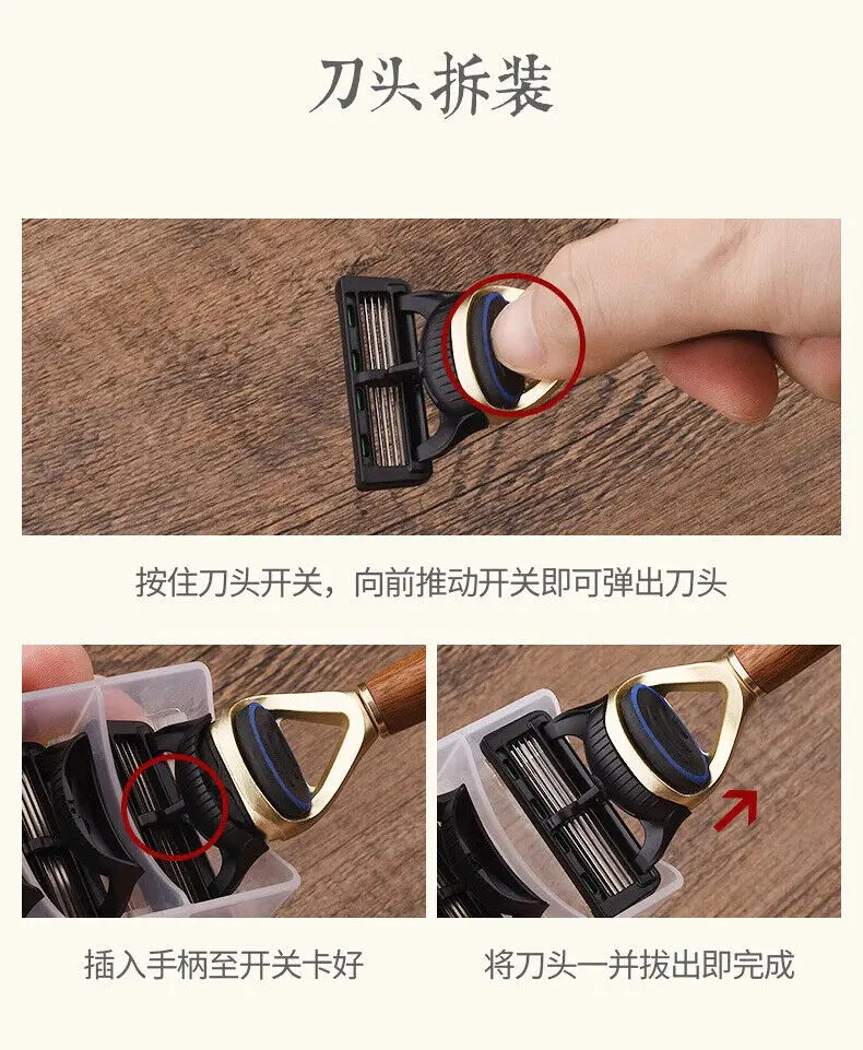 Hand made custom Fusion Cartridge 5 Blade Shaving Wood Razor W Brass ...