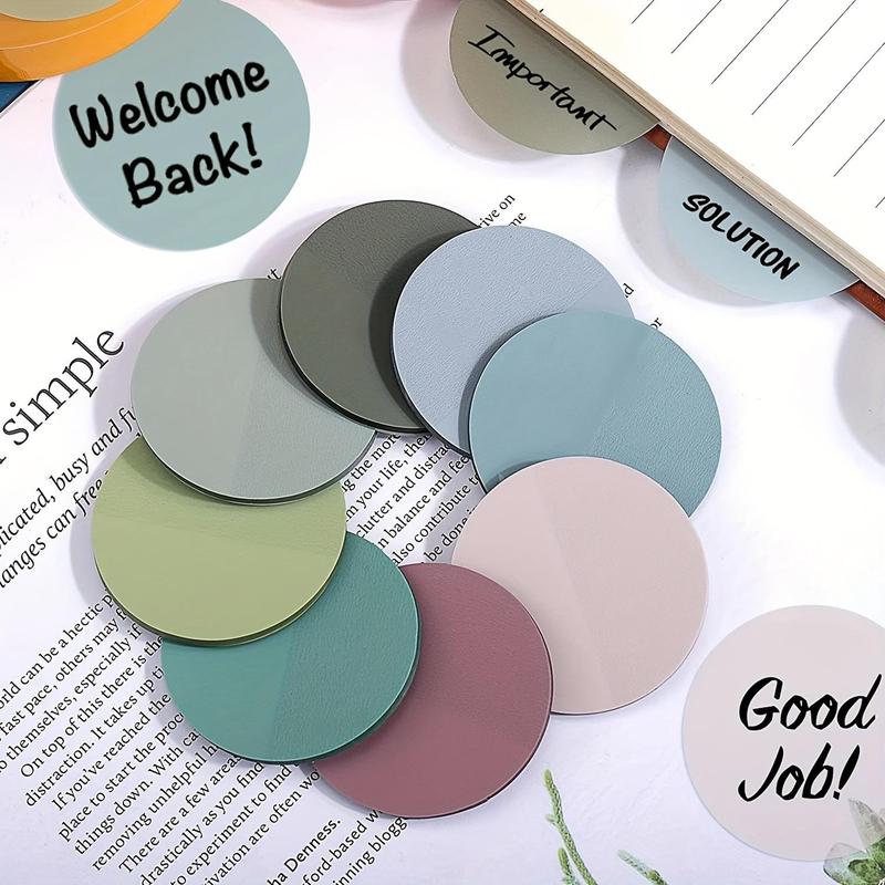 Morandi Color Round Sticky Note, 400pcs/set Translucent Sticky Tab ...