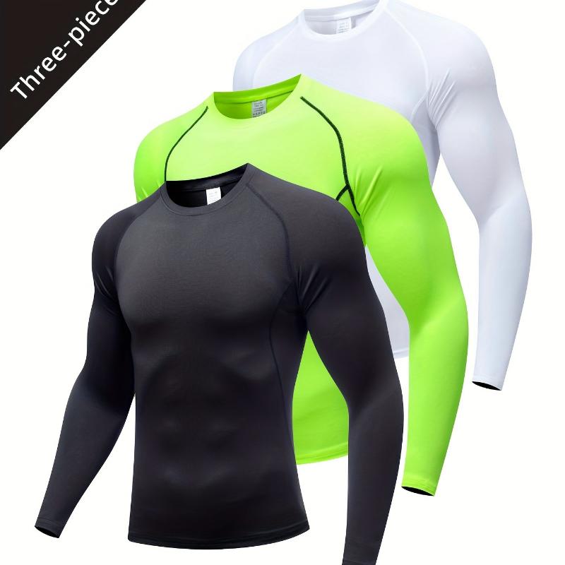 [3-Pack Compression Long Sleeve] Men's 3-Pack Sleeve T-Shirts - Quick ...