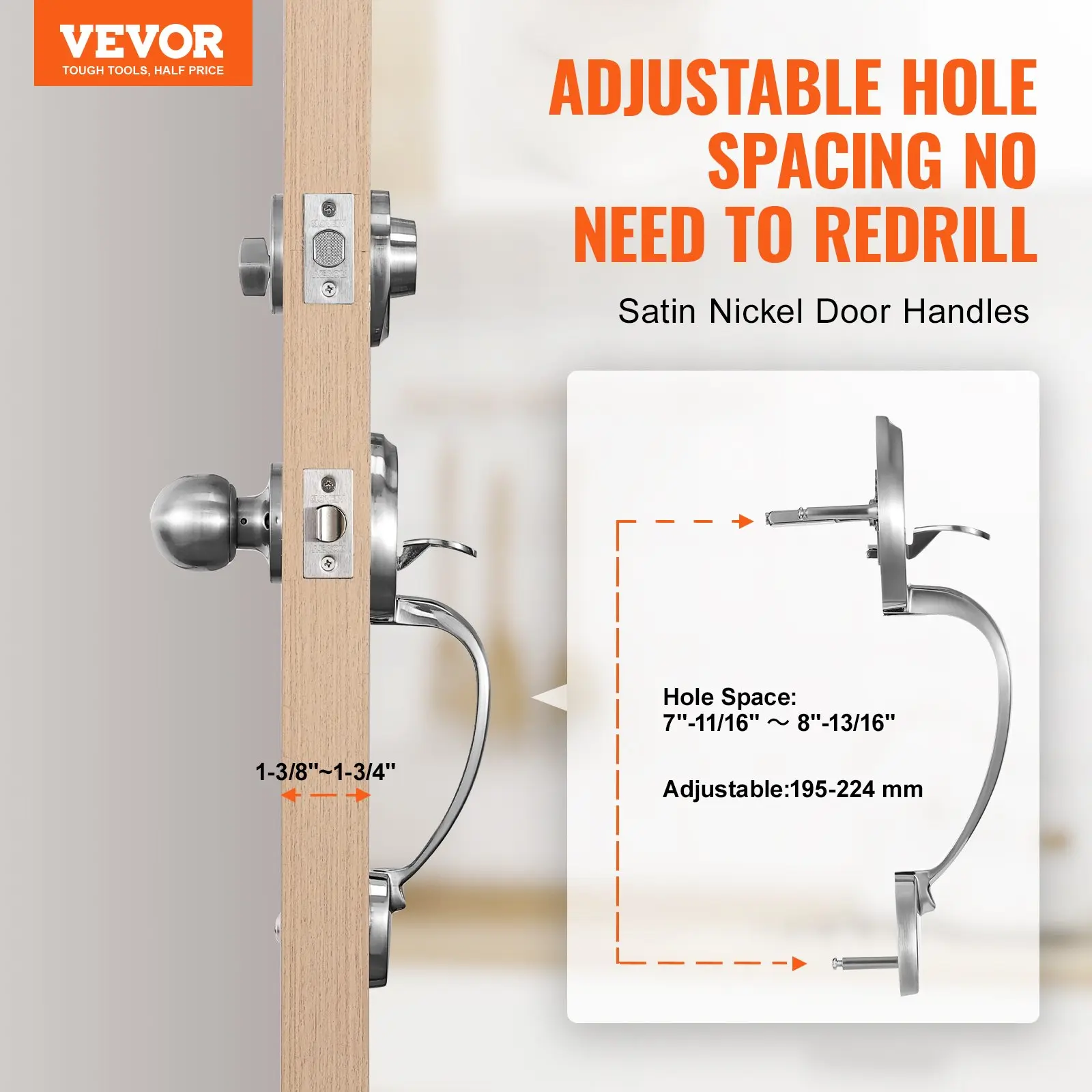 summervibes VEVOR Front Door Handle and Deadbolt Set, Satin Nickel ...