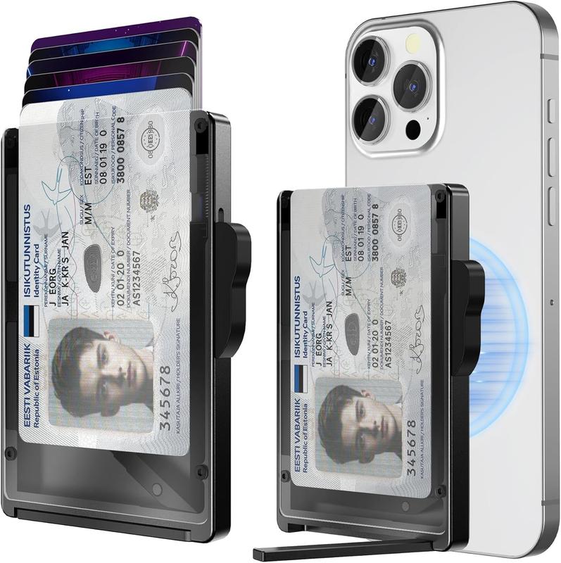 Minimalist Wallet for men, Clear ID Window, MagSafe Slim Wallet Stand ...