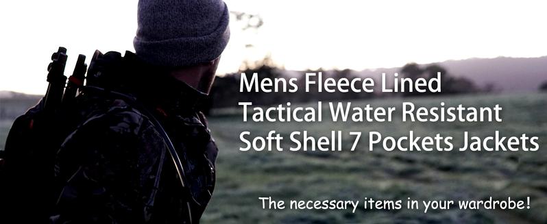 Men's Tactical Jacket 7 Pockets Performance Fleece Lined Water ...