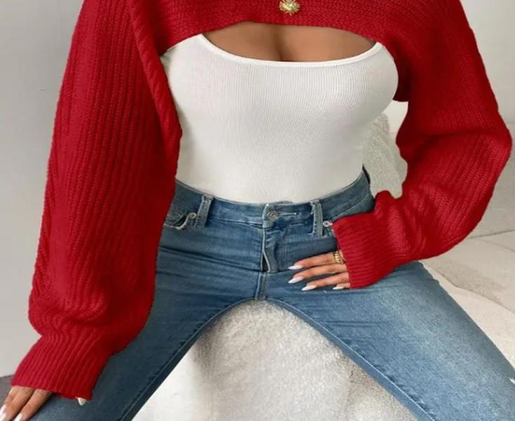 Women's Mock Neck Long Sleeves Super Cropped Knitting Sweater Tops, Comfort Casual Basic ...