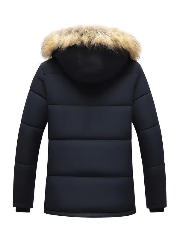 Men's Winter Cotton Jacket - Fur-Lined Hooded Cotton Coat, Soft ...