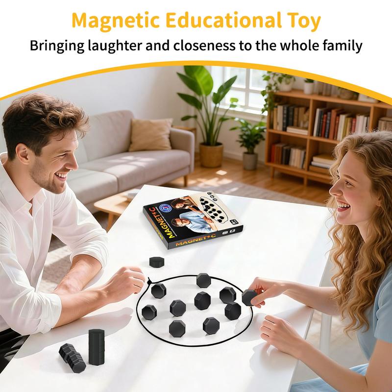 Magnetic Strategy Game with Rope & Stones, 2 Player Family Puzzle Game ...