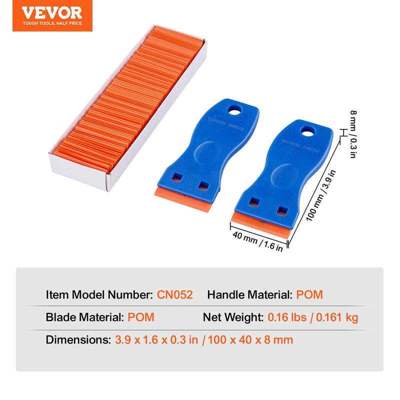 VEVOR Plastic Razor Blade Scraper, , 2PCS Scraper Tool, 120PCS Plastic ...