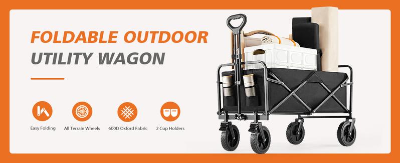 【Labor Day】SweetFurniture Collapsible Foldable Wagon Cart with All ...