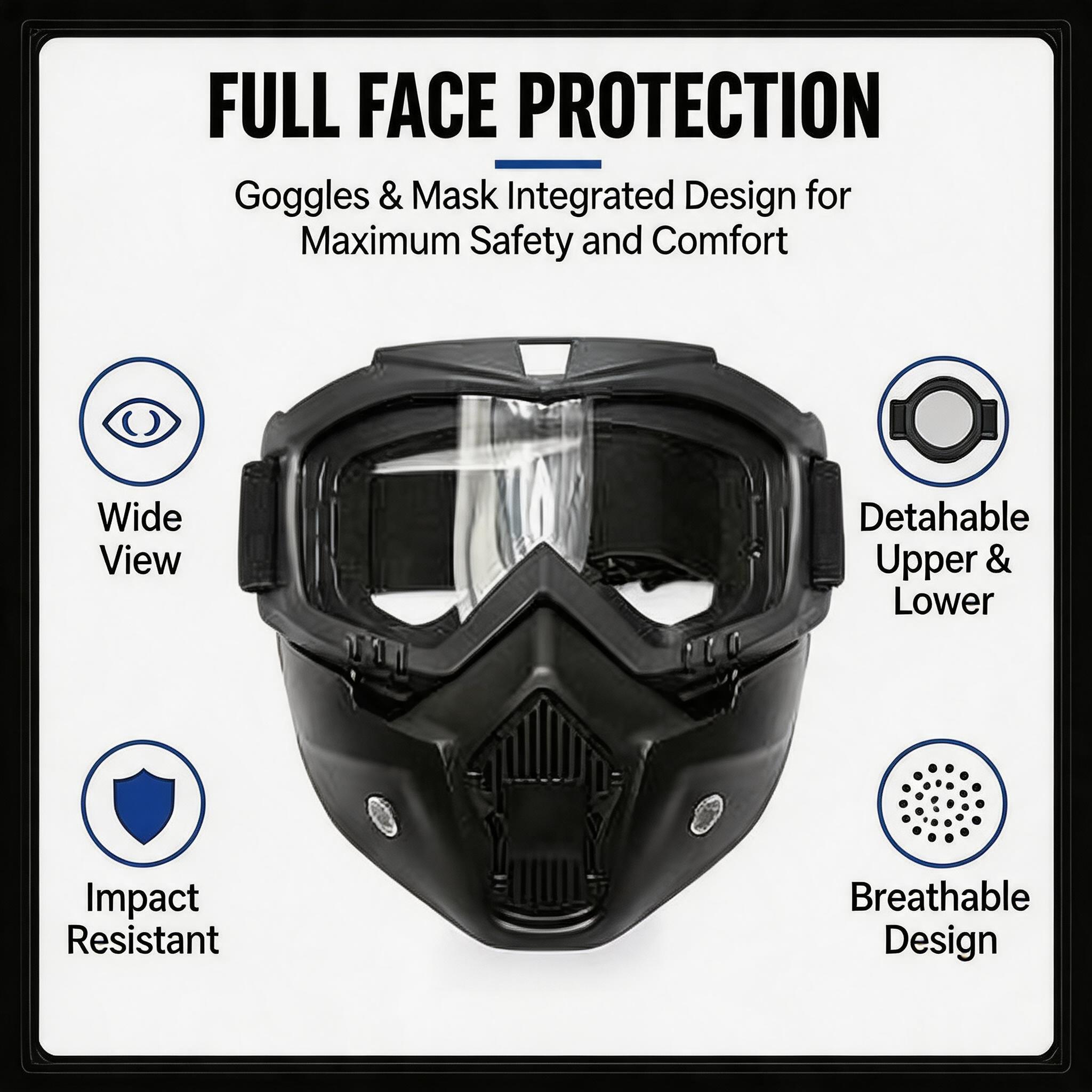 Unisex Detachable Impact-Resistant Skull Face Mask, UV400 Anti-Wind ...