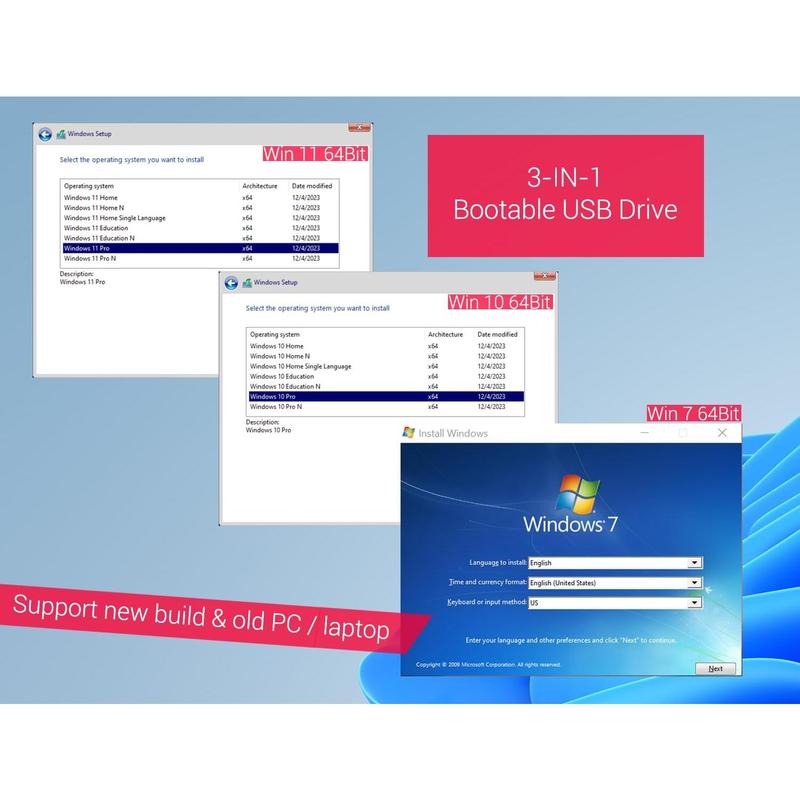 64GB - Bootable USB Driver 3.2 for Windows 11/10 / 7, Password Reset ...