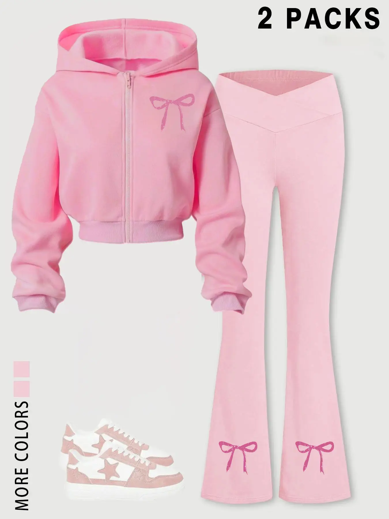 Women's Zipper Short Jacket & Yoga Flare Pants Set, Casual Daily Wear ...