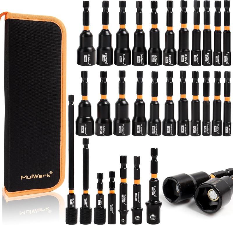 MulWark 29-Piece Magnetic Impact Nut Driver Set Metric & SAE with ...