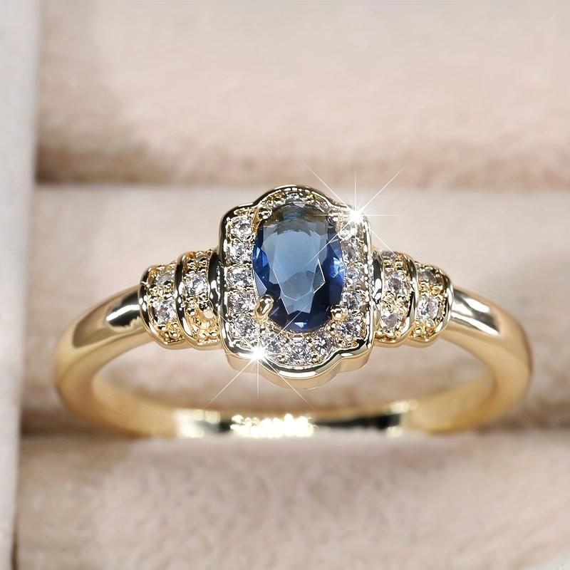 Elegant Promise Ring 18k Gold Plated Inlaid Shining zirconia Multi ...