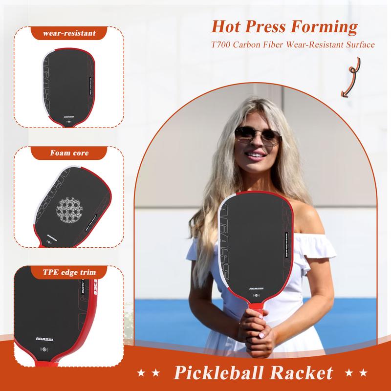 AGASSI 2025 Hot Press Pickleball Racquet T700 Carbon Fiber Premium Foam ...