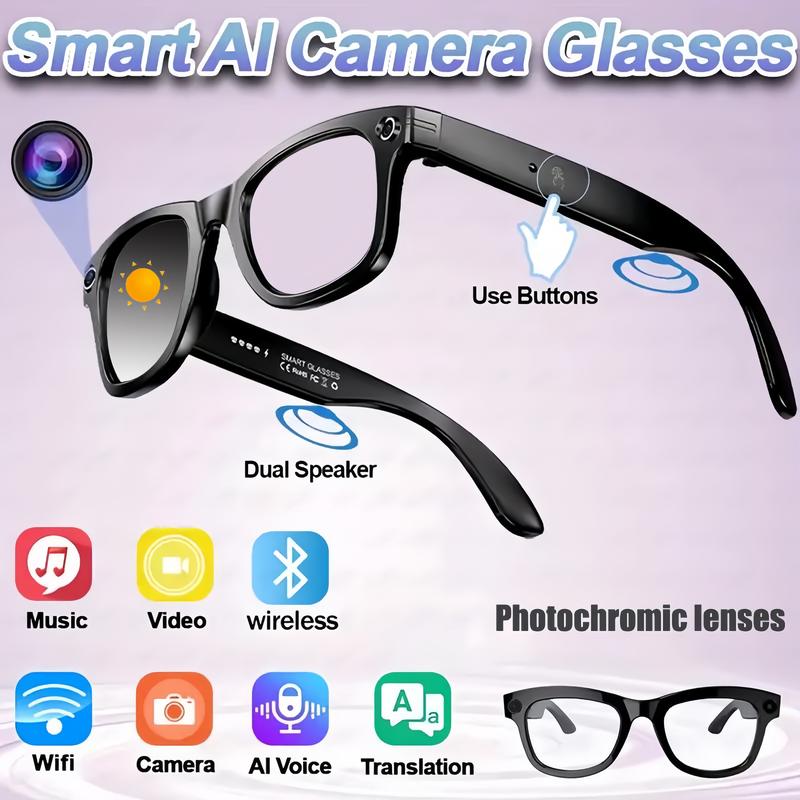 2026 AI Smart Glasses with 800W HD Camera & 1080P, Bluetooth, AI ...