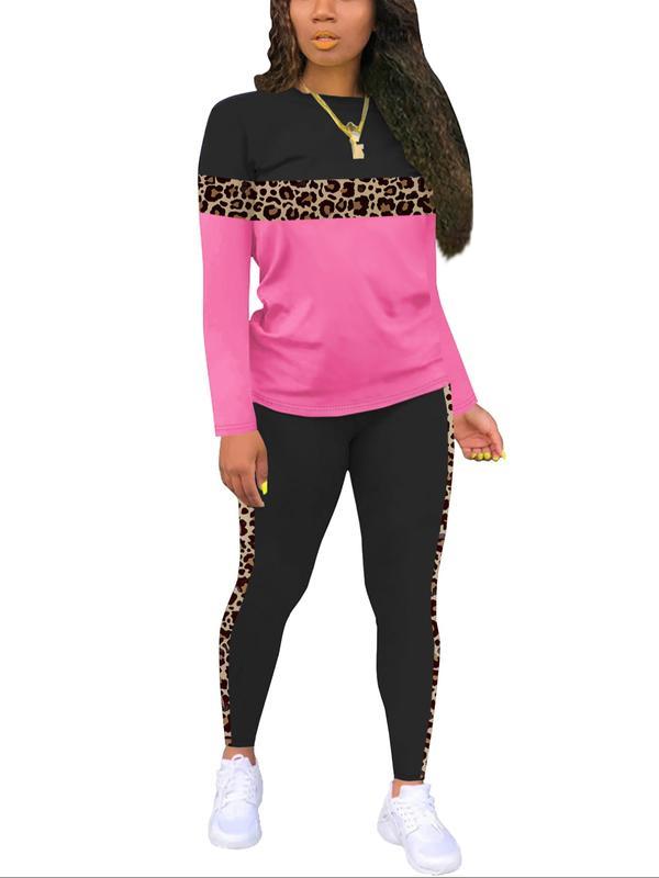 Women's autumn and winter round neck long-sleeved trousers suit leisure ...