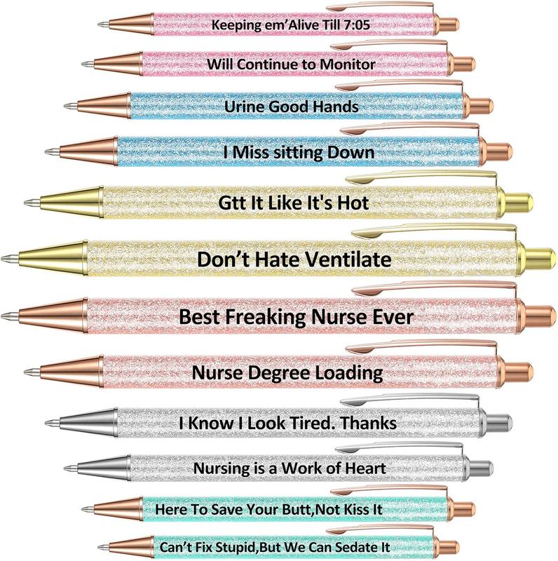 12 Pcs Quotes Sparkly Fancy Pen Inspirational Glitter Ballpoint Pen ...