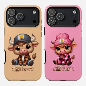 Carhartt Western Cow Print Glitter Tough Phone Case for Women, Cute Cow ...