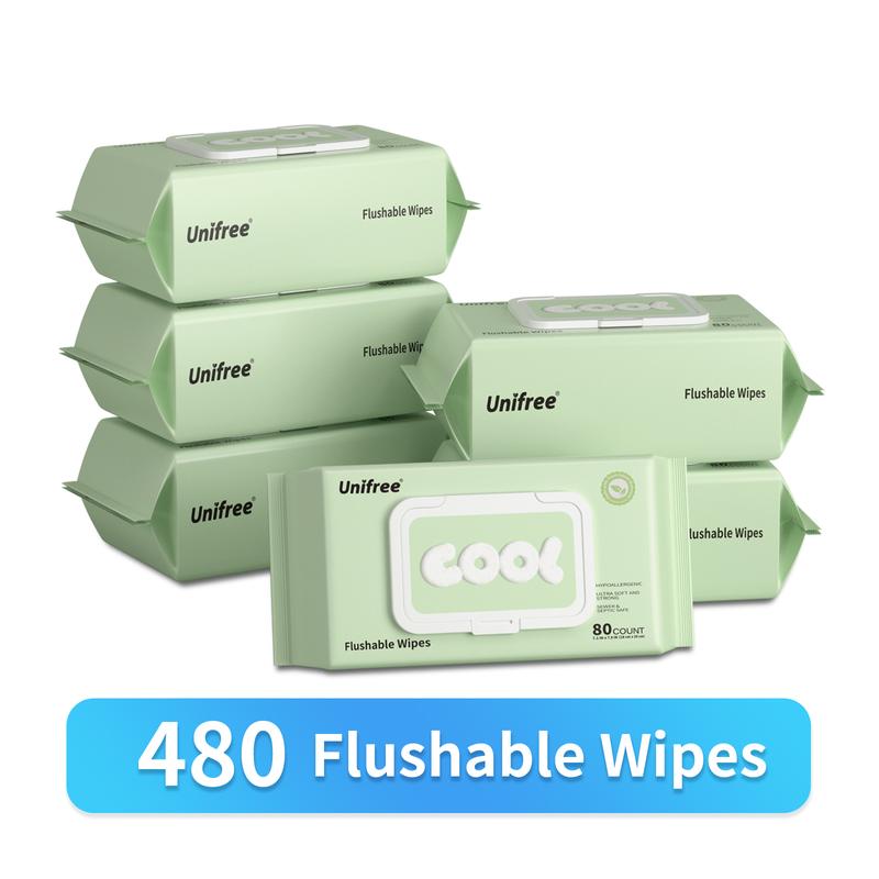 Unifree Flushable Wipes | XL Wet Butt Wipes Set | Clean, Gentle, Septic ...
