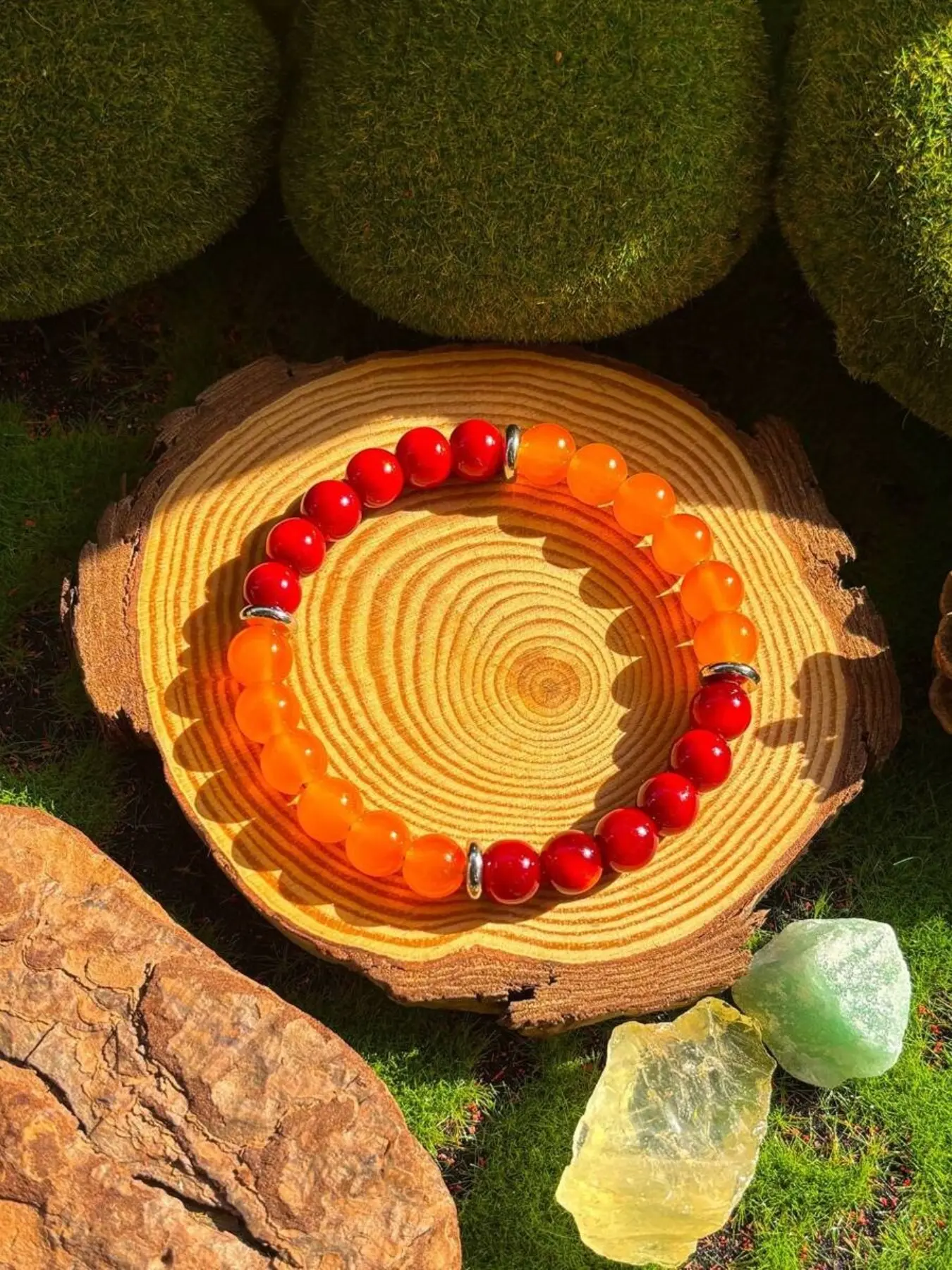 8mm Orange Quartz, Red Gradient, Wealth Gemstone Elastic Bracelet ...