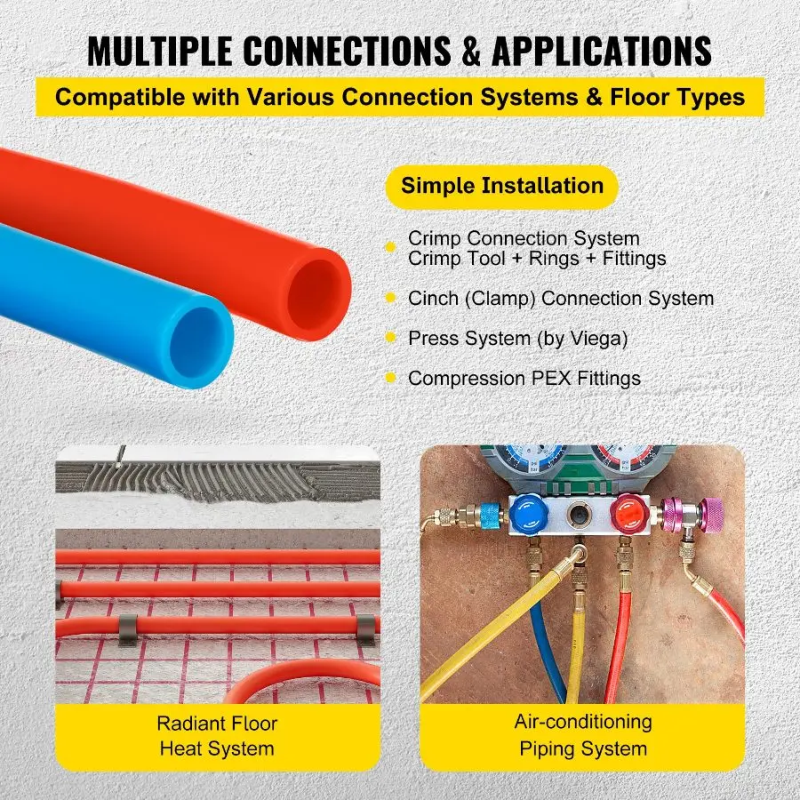 Summervibes VEVOR Oxygen-Barrier PEX Tubing 300Ft Red+ 300Ft Blue 1/2 ...