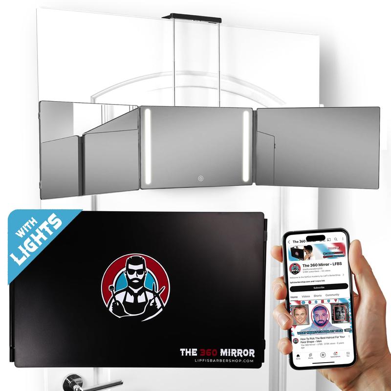 The 360 Mirror - 3 Way Mirror for Self Hair Cutting - Adjustable ...