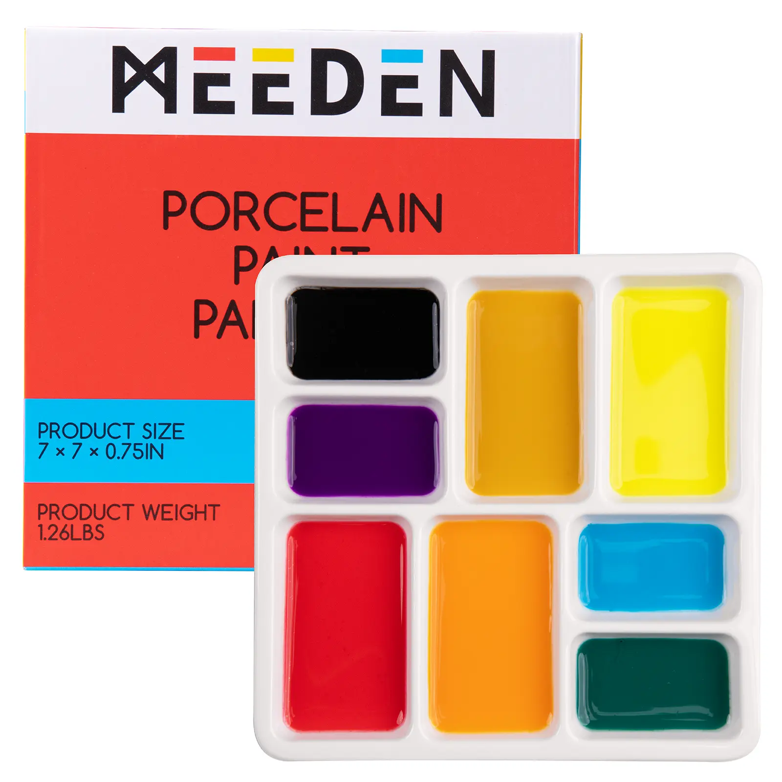 MEEDEN 8-Well Ceramic Artist Paint Palette, Square Porcelain Watercolor ...