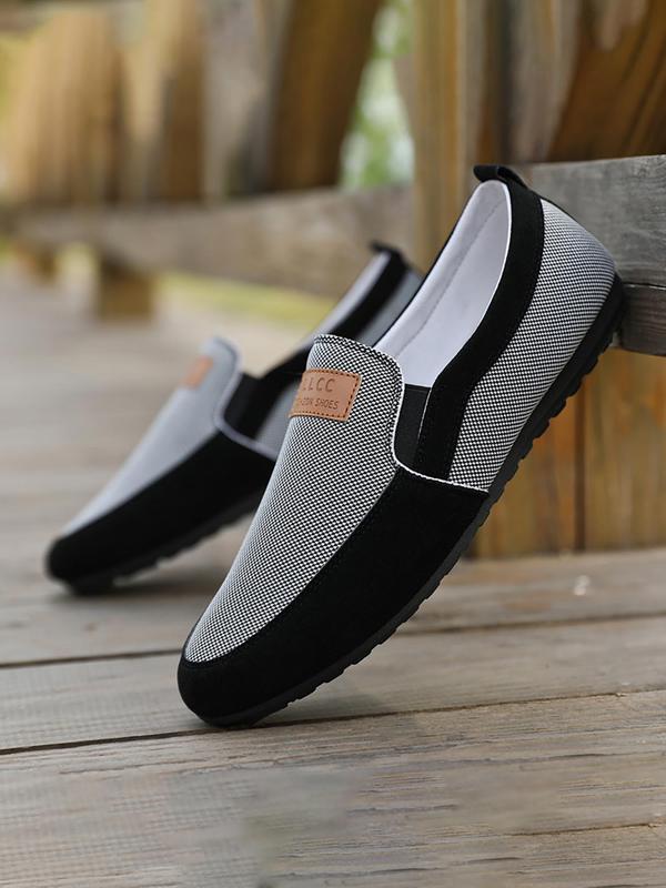 Men's Letters Patched Slip-on Flats, Casual Comfortable Non-slip ...
