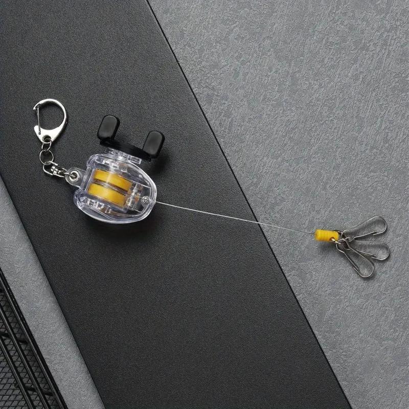 Retractable Small Fishing Reel Key Chain, 1 Count Portable Fishing ...