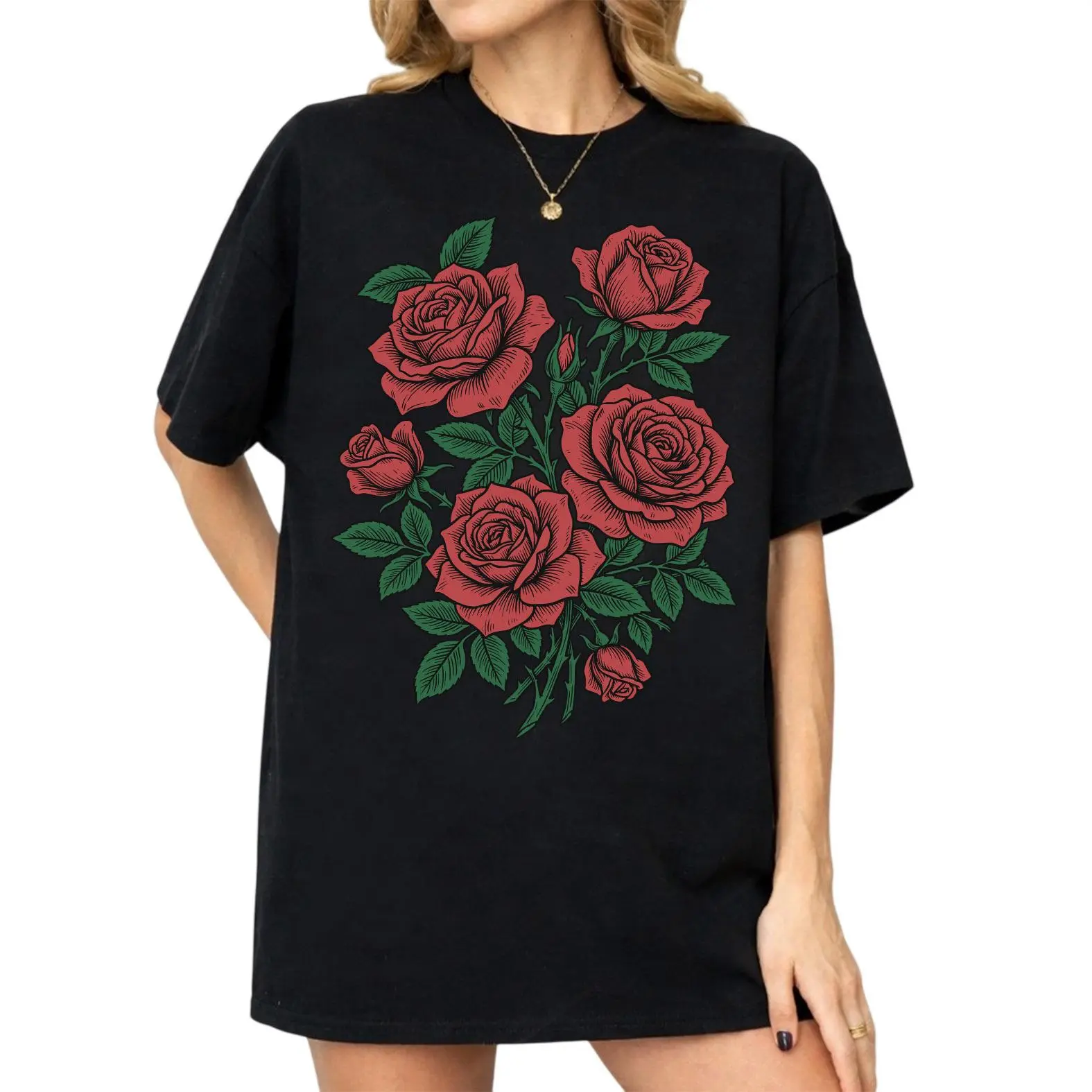 Comfort Colors Red Rose Shirt, Floral Rose Graphic Tee, Gift for Flower ...