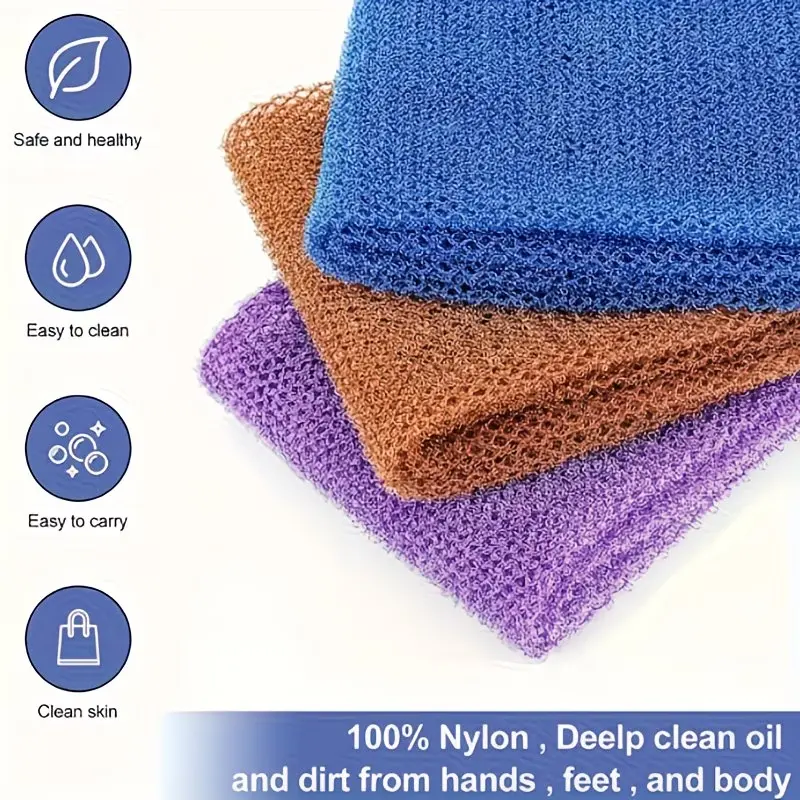 3pcs African Net Bath Sponges with Rope Handles, Exfoliating Washcloths ...