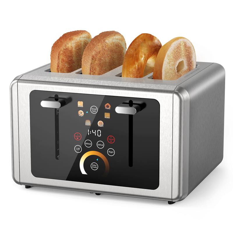 TouchScreen Toaster 2&4 Slice,Smart Digital Timer,Stainless Steel,6 ...