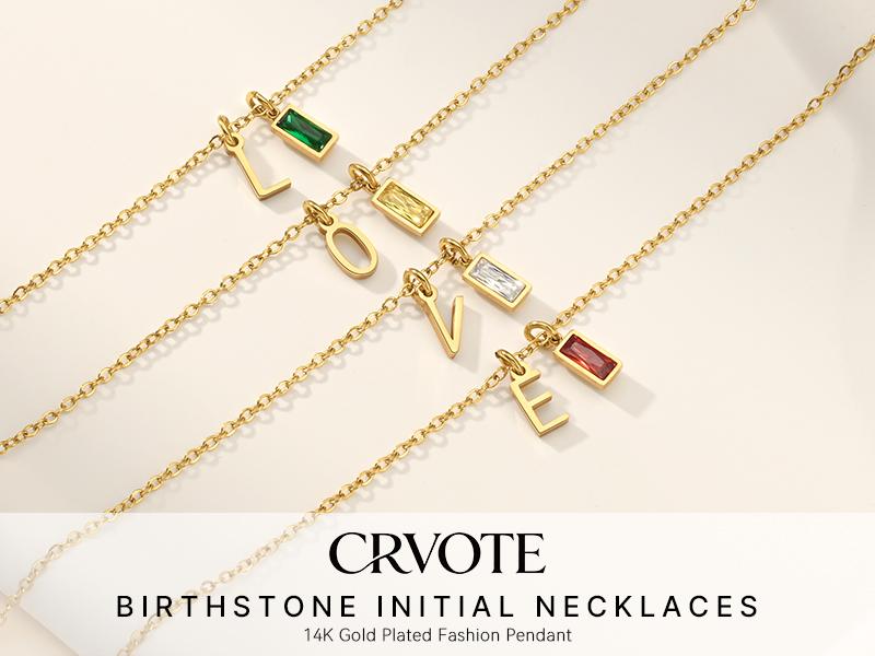 [2026 New Arrival] CRVOTE Initial Birthstone Necklaces for Women, 18K ...