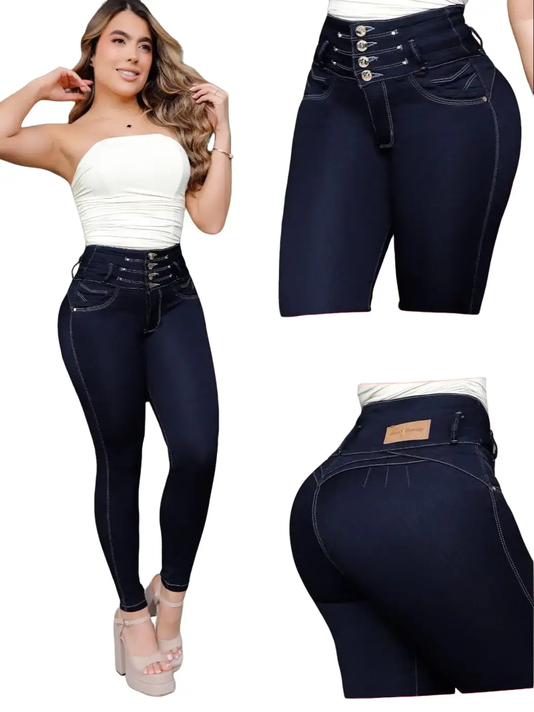 COLOMBIAN BONBONUP WOMAN'S JEANS BUTT LIFTER WITH THREE BOTTONS ...