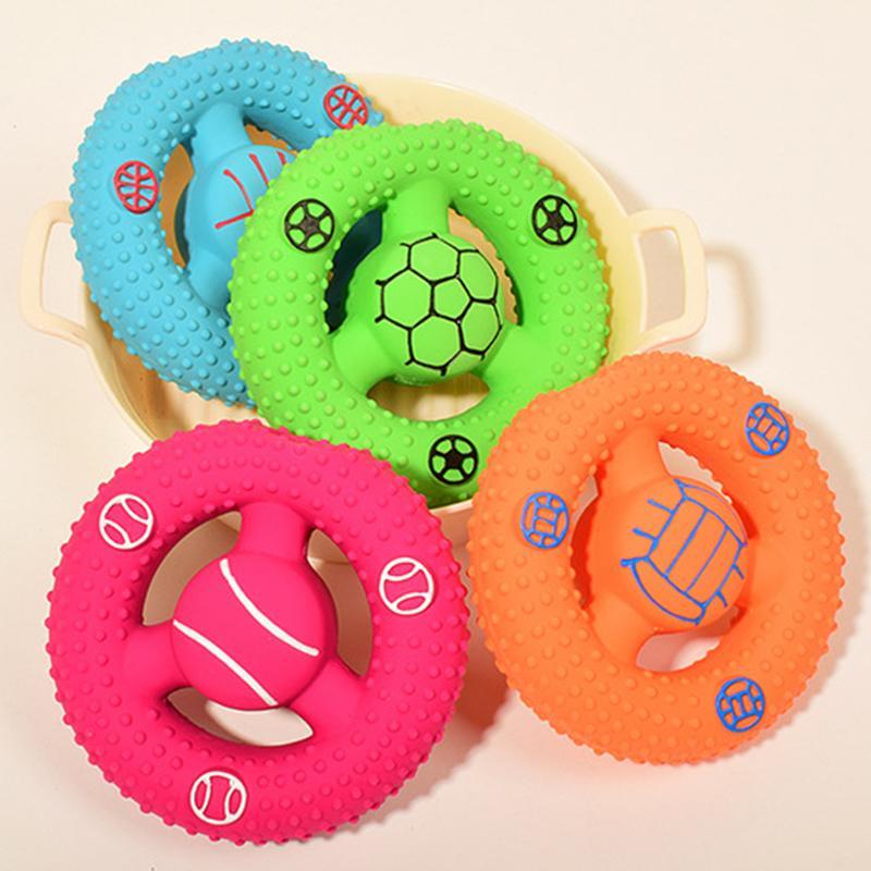 Frisbee Design Dog Chew Toy, 1 Count Pet Interactive Squeaky Toy, Pet ...