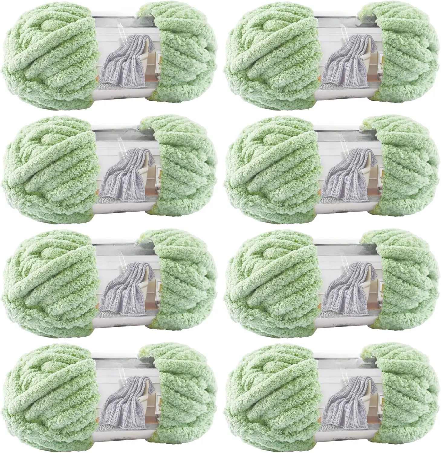 Sage Green Chunky Yarn for Hand Knitting 8 Pack, Chunky Chenille Yarn ...