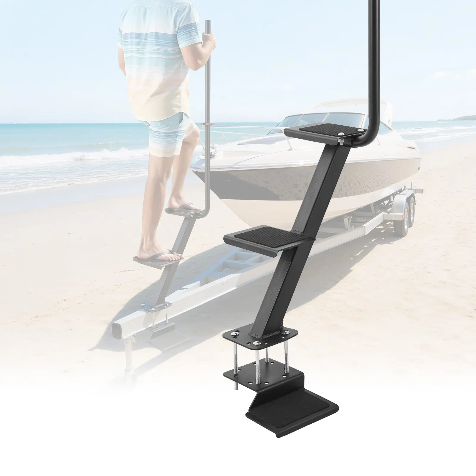 VEVOR Boat Trailer Steps, 3-Step, Heavy-Duty Boat Trailer Steps with ...