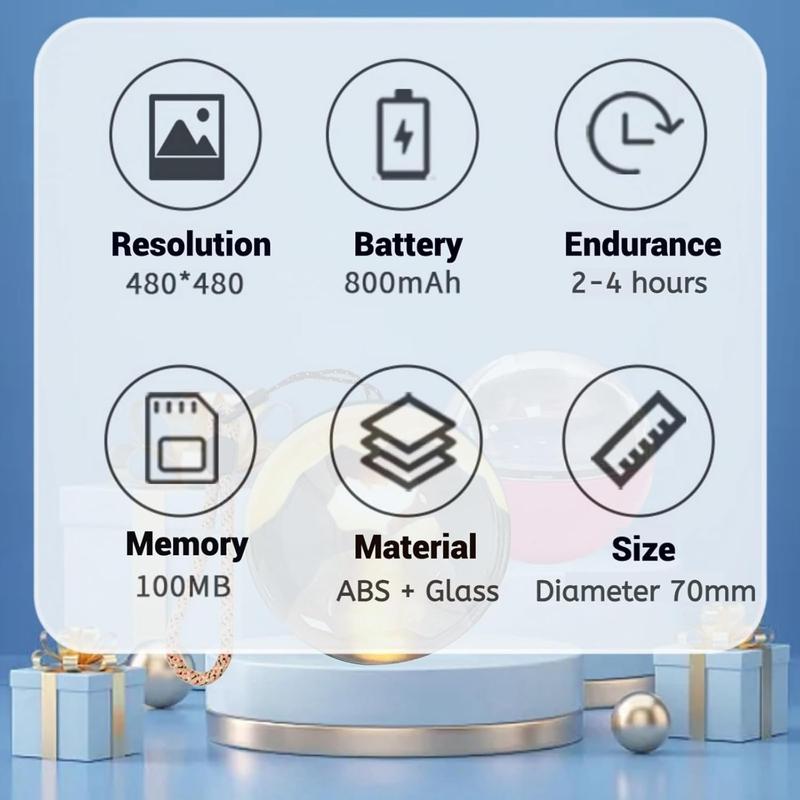 Memory Orb Video Sphere, 2.7" Crystal Ball Video Player with WiFi, 3D ...