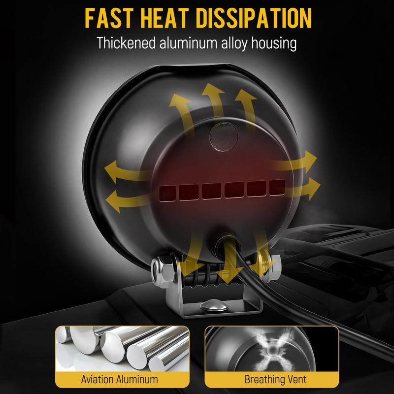 Partsam 5 Inch LED Round Lights Pods, Offroad Driving with Strobe Light ...