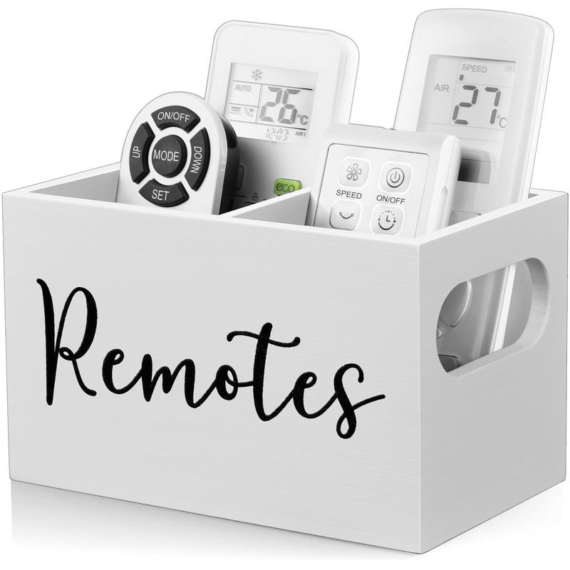 Remote Control Holder, 1 Count Wooden 2-grid Desktop Storage Box ...