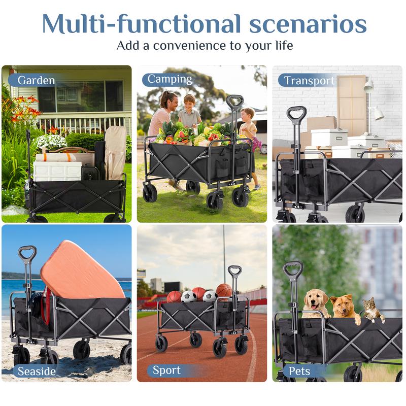 【Labor Day】SweetFurniture Collapsible Foldable Wagon Cart with All ...