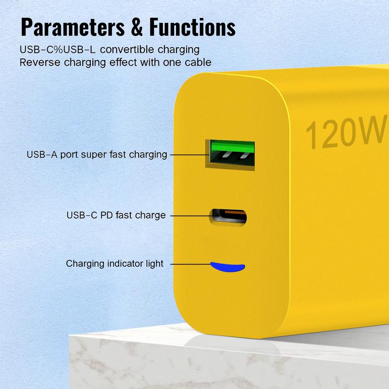 2-Pack Portable Fast Charger, Type C/USB A Dual Ports Adapter,4 in 1 ...