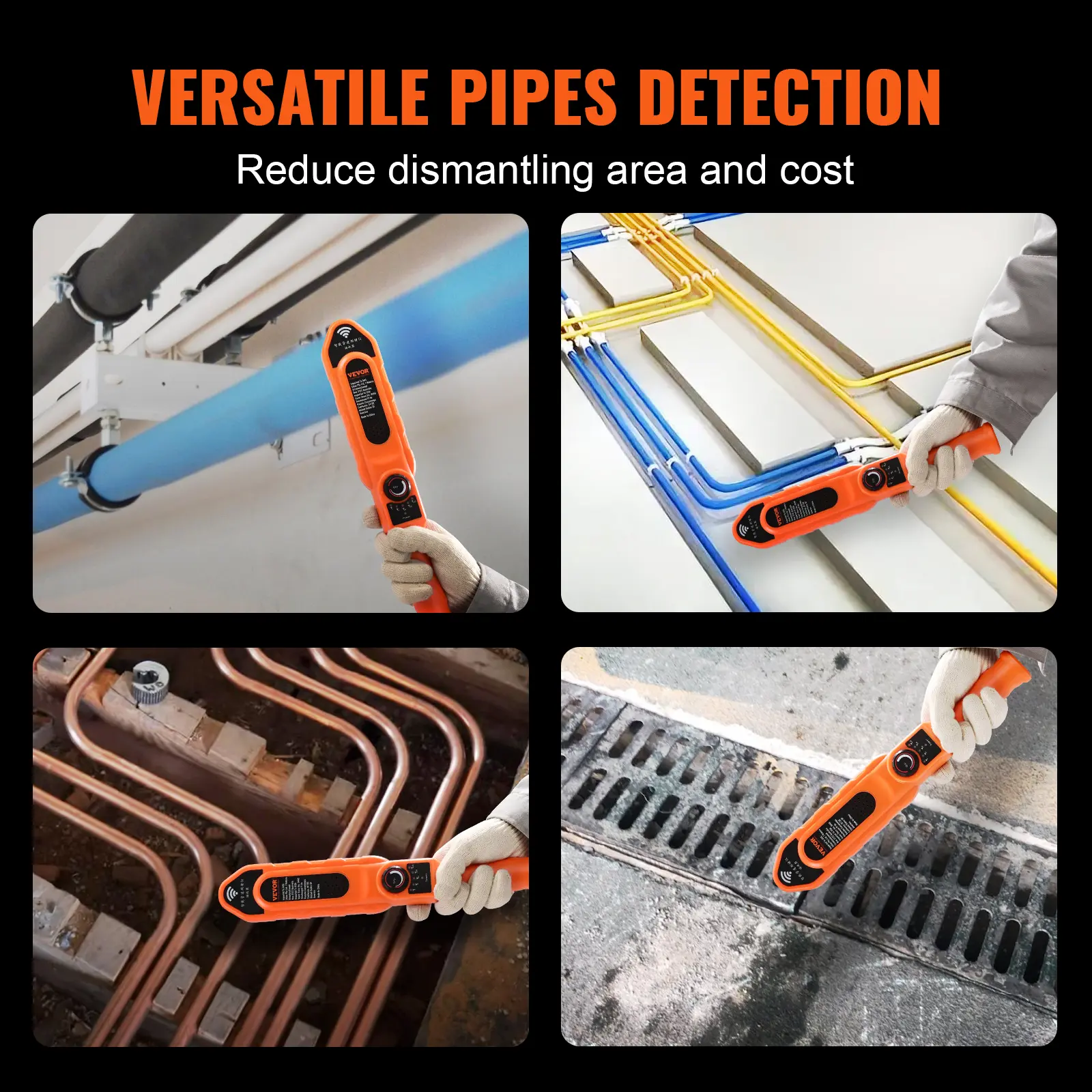 VEVOR Pipe Locators, 100ft/30m PVC Pipe Locators Underground, IP67 ...