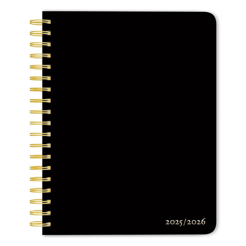 Black Solid | 2026 6 x 7.75 Inch 18 Months Weekly Desk Planner | Foil ...